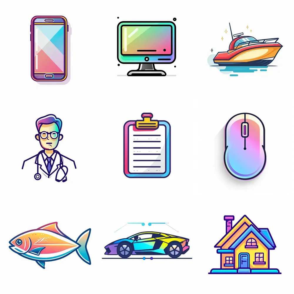Modern Linear Realistic Icons Midjourney Prompt | PromptBase