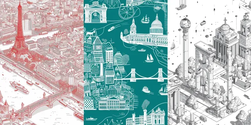 Iconography Linear City Maps Midjourney Prompt | PromptBase