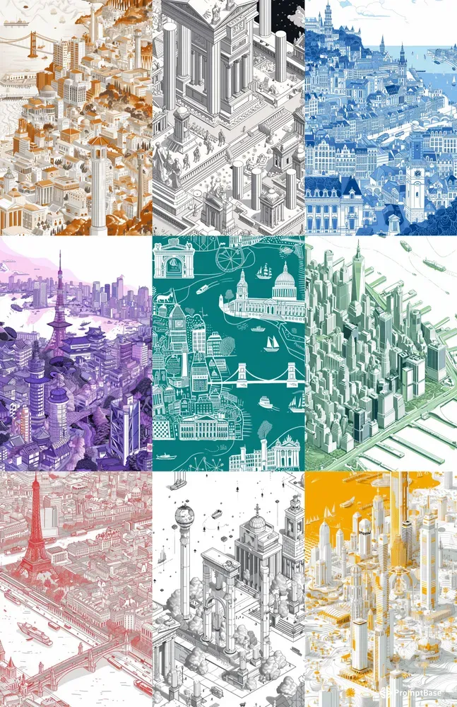 Iconography Linear City Maps Midjourney Prompt | PromptBase