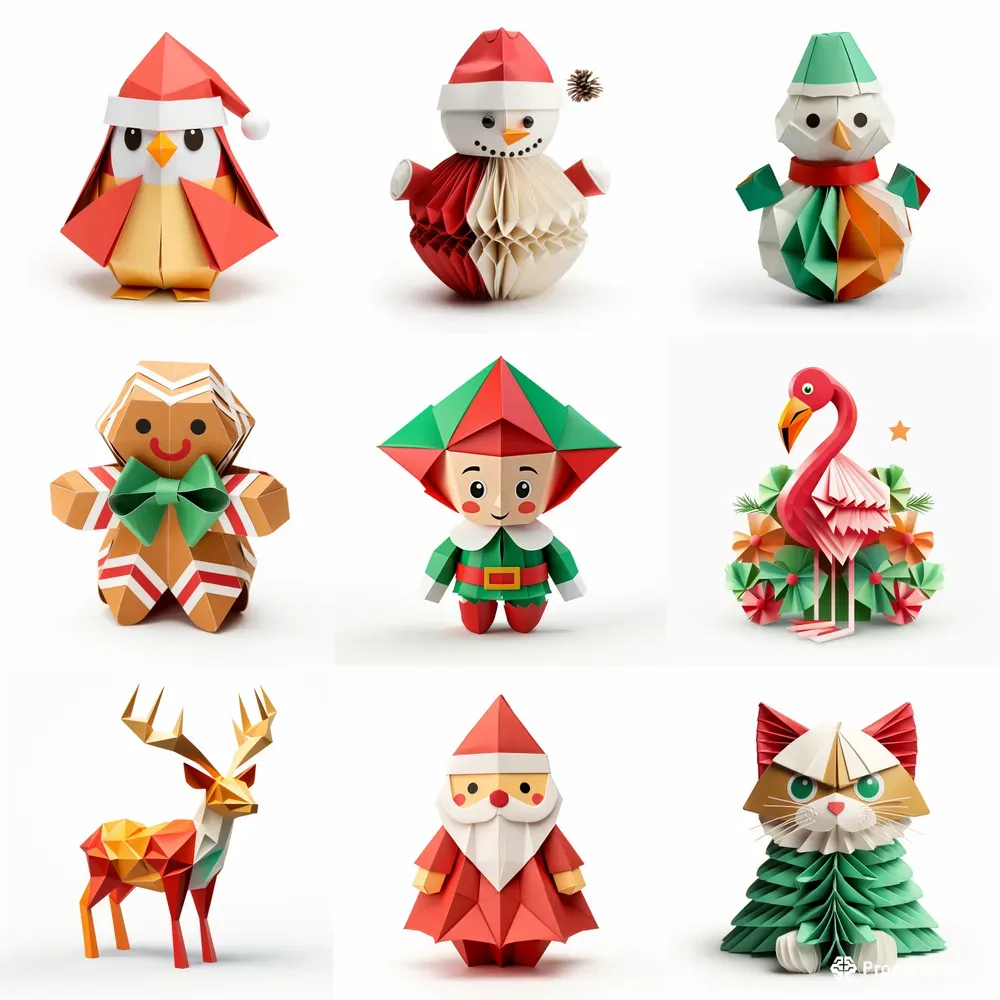 Origami Christmas Characters Midjourney Prompt | PromptBase