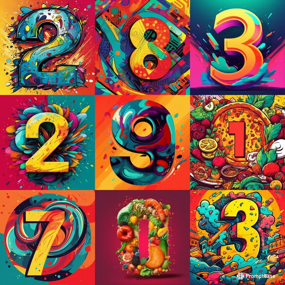 Numbers Illustrations For Advertisements Midjourney Prompt | PromptBase