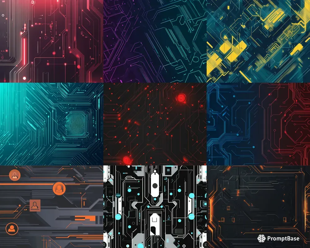 Flat Cybernetic Design Backdrop Style Midjourney Prompt | PromptBase