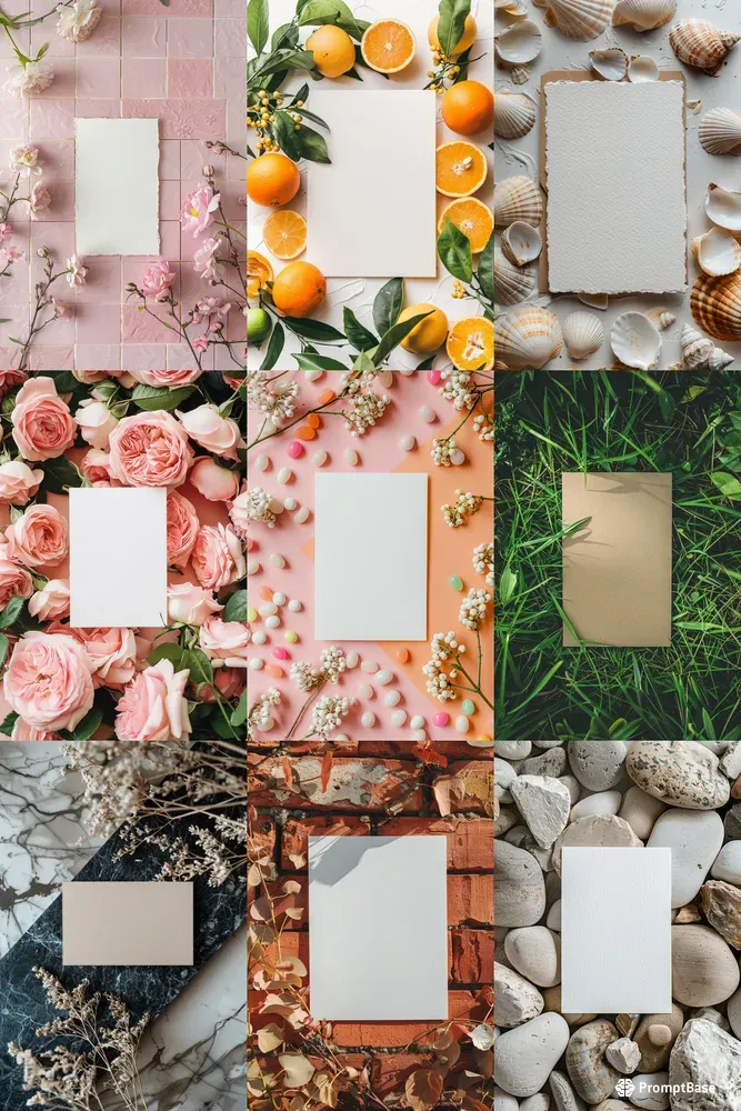 Gentle Flat Lay Card Mockups Stock Image Midjourney Prompt | PromptBase