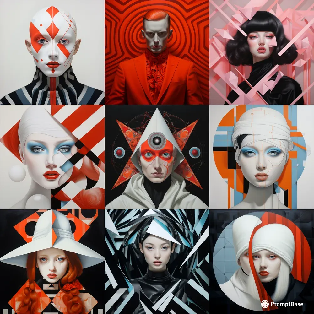 Mind Bending Surreal Geometric Portraits Midjourney Prompt | PromptBase