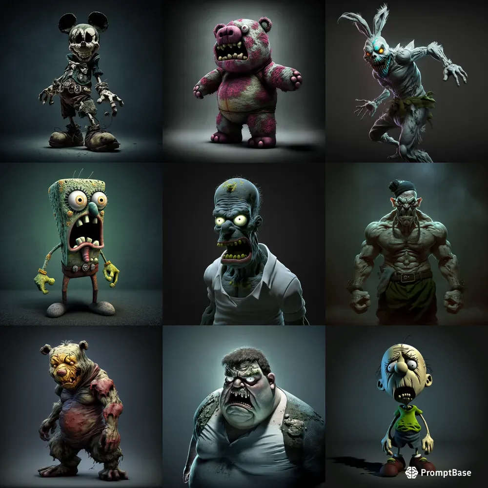 Your Character Zombie Versions Midjourney Prompt | PromptBase