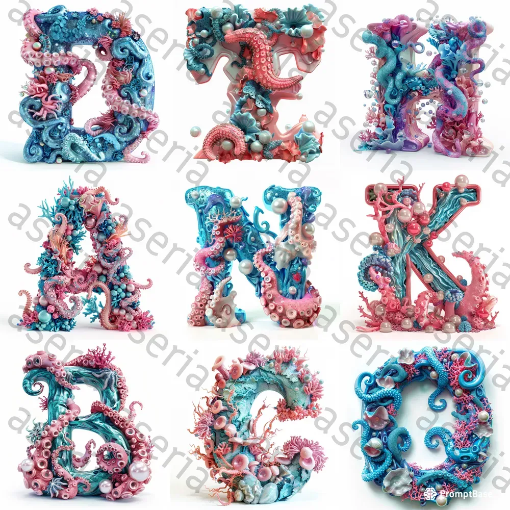 Vibrant Underwater Coral Letters Midjourney Prompt | PromptBase