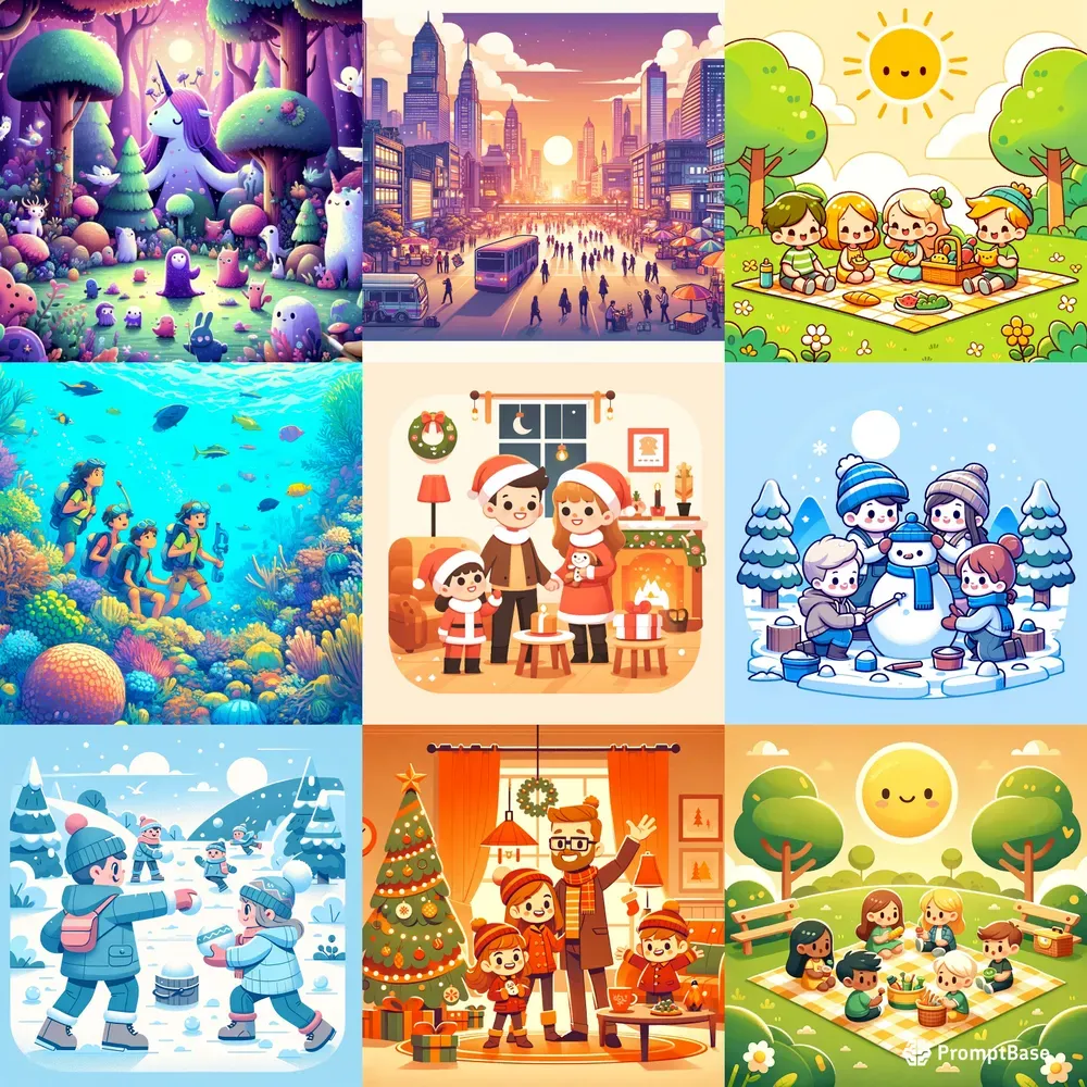 Cute Children Vector Illustrations In 2D DALL·E Prompt | PromptBase