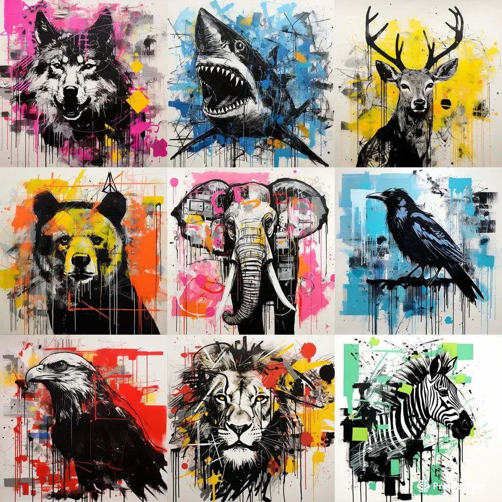 Abstract Animal Collages Midjourney Prompt | PromptBase