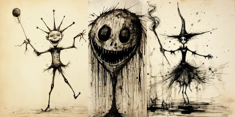 Creepy Ink Drawings Midjourney Prompt | PromptBase