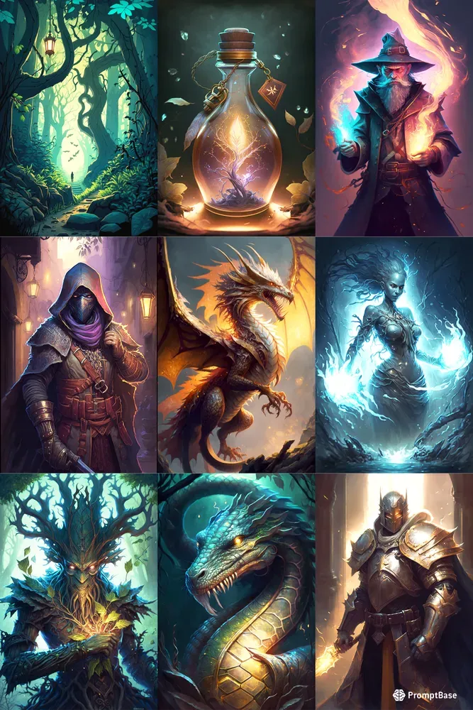 Fantasy Card Game Illustrations Midjourney Prompt | PromptBase