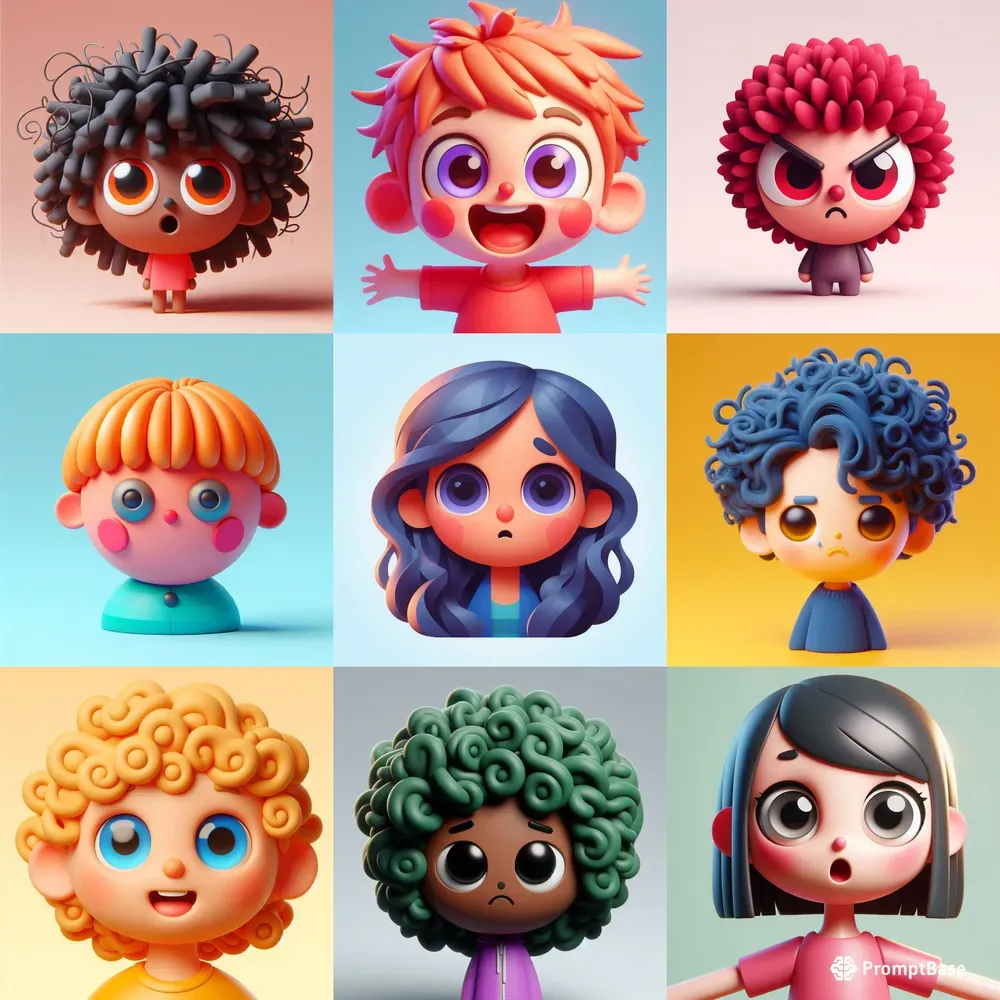 3D Cartoon Character Expression Packs DALL·E Prompt | PromptBase