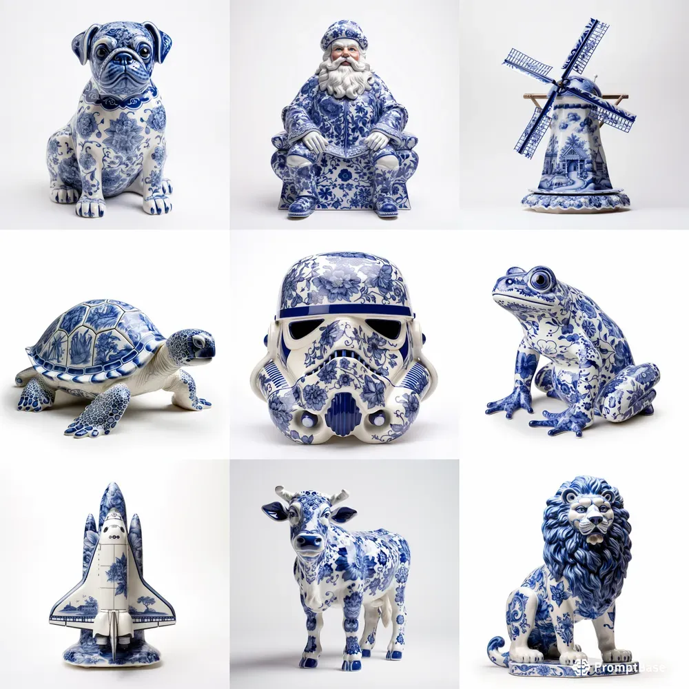 Traditional Dutch Porcelain Statues Midjourney Prompt | PromptBase