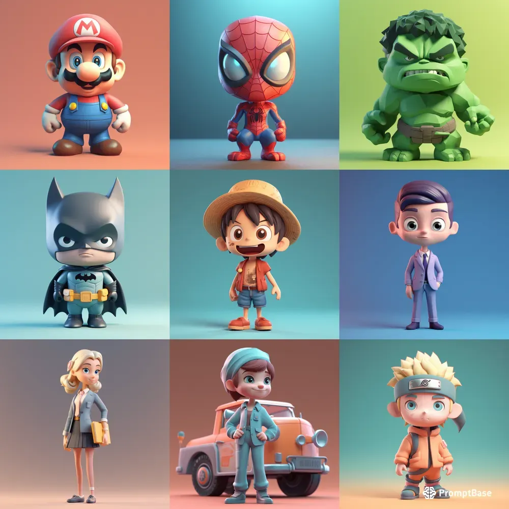 Professional Cute 3D Characters Midjourney Prompt | PromptBase