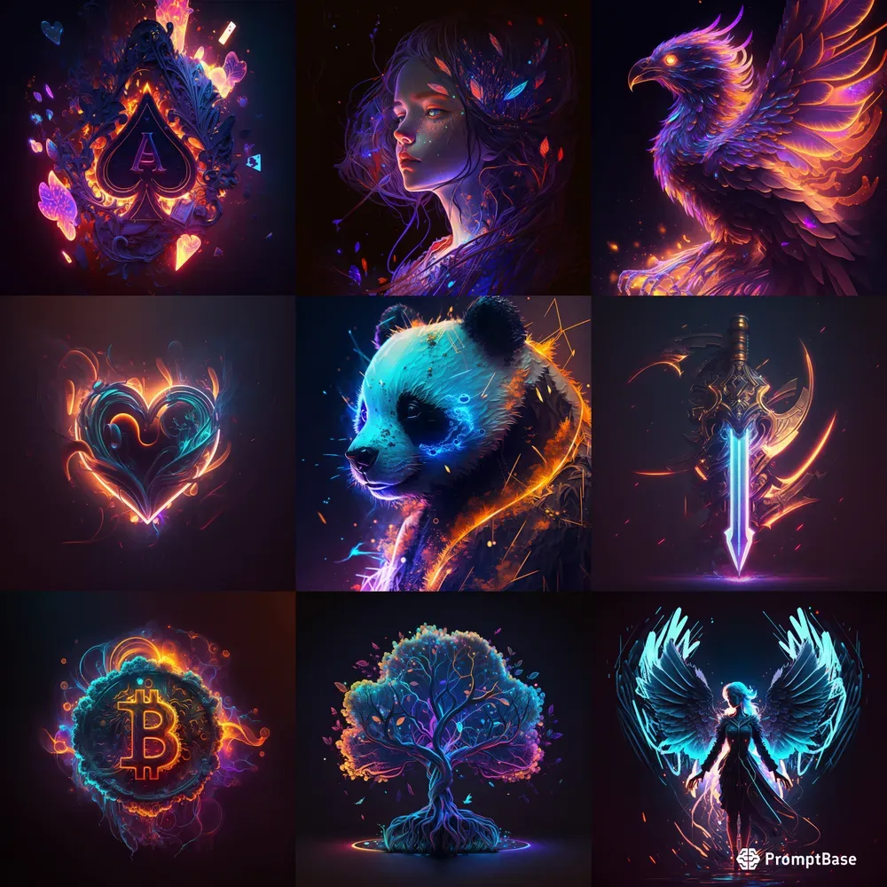 Abstract Neon Glowing Designs Midjourney Prompt | PromptBase