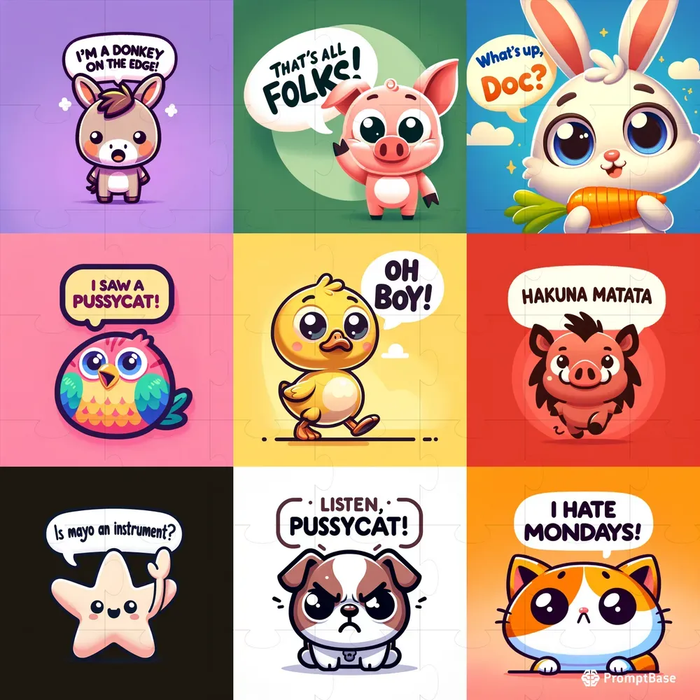 Cute Animals With Speech Bubbles DALL·E Prompt | PromptBase