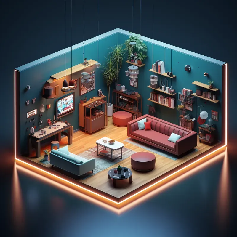 Stylized Isometric Interiors Midjourney Prompt | PromptBase