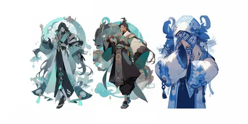 Chinese Game Character Designs Midjourney Prompt | PromptBase