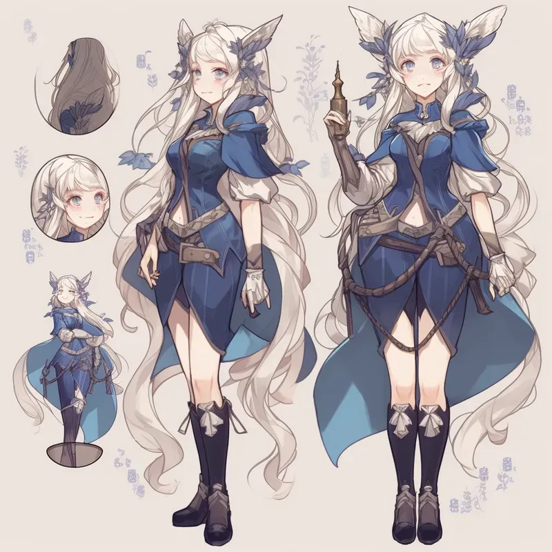 Fantasy Anime Character Design Sheets Midjourney Prompt | PromptBase