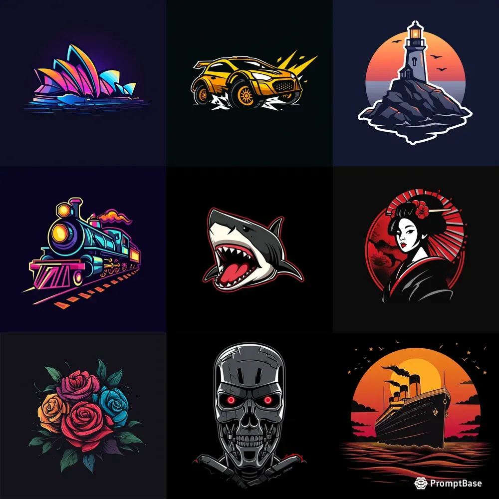 Simple Professional Sticker Logos Midjourney Prompt | PromptBase