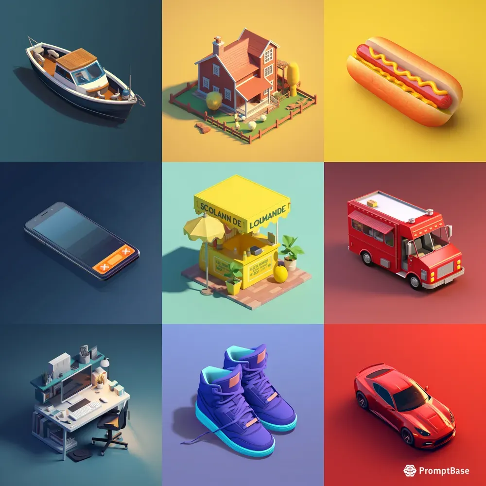 Isometric 3D Icons Midjourney Prompt | PromptBase