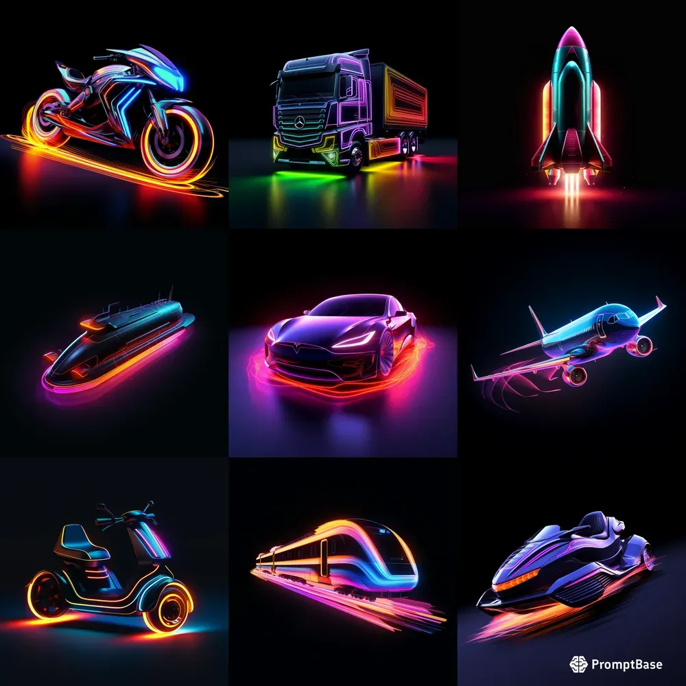 Explore Neon Transport Magic Midjourney Prompt | PromptBase