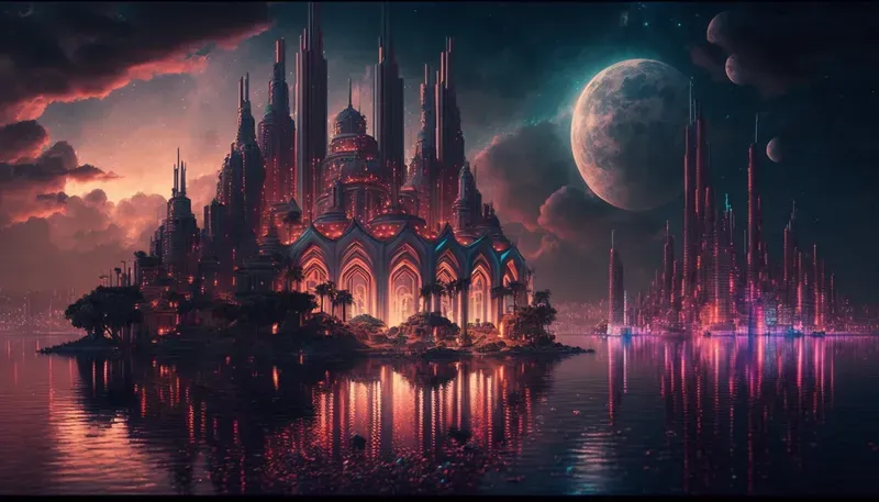 Sci Fi Magical Cities Wallpapers Midjourney Prompt | PromptBase