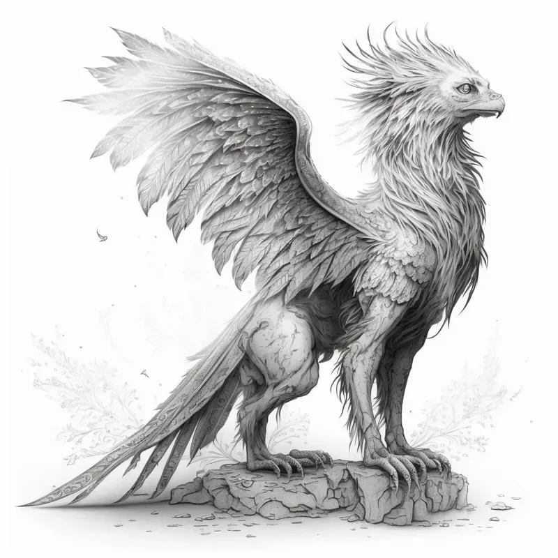 Mythical Creature Sketches Illustrations Midjourney Prompt | PromptBase