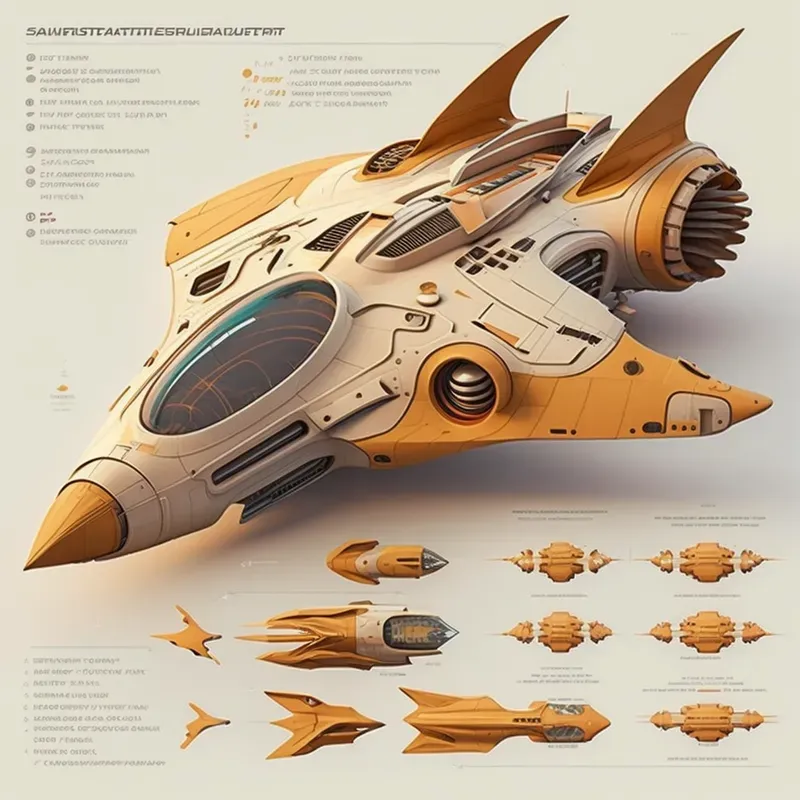 Spaceship Design Sheets Midjourney Prompt | PromptBase