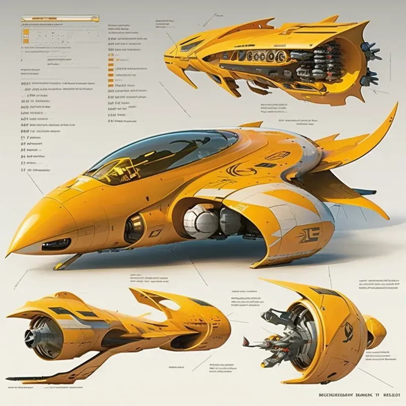 Spaceship Design Sheets Midjourney Prompt | PromptBase