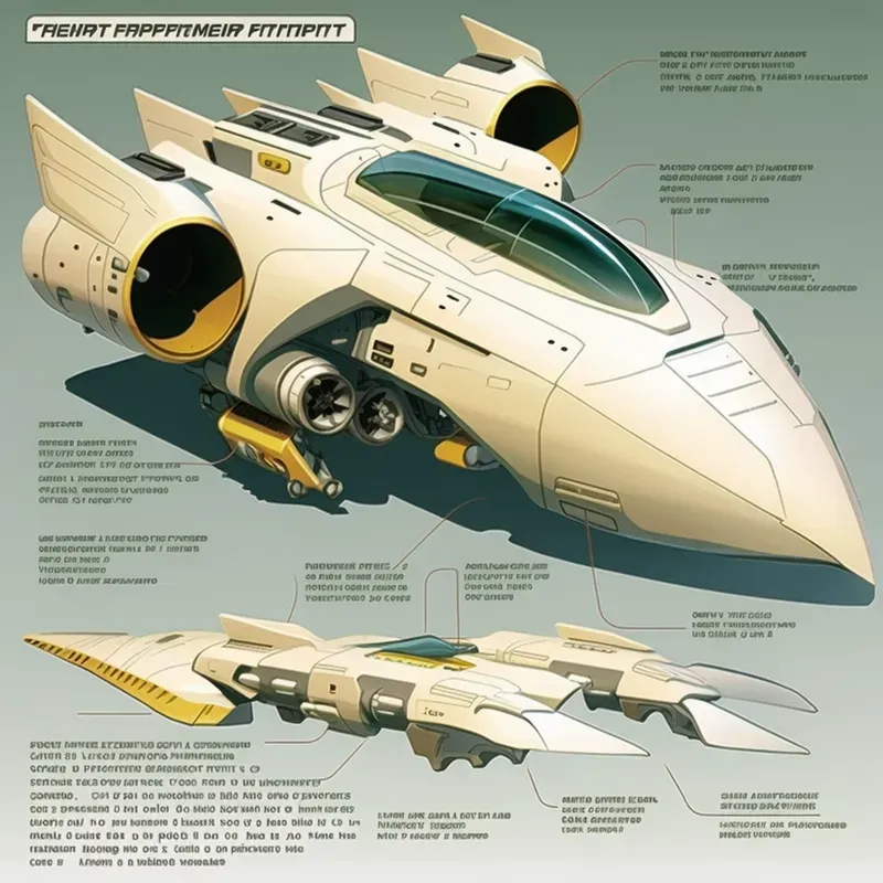 Spaceship Design Sheets Midjourney Prompt | PromptBase
