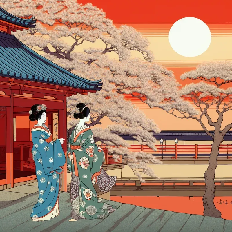 Japanese Ukiyoe Illustrations Midjourney Prompt | PromptBase