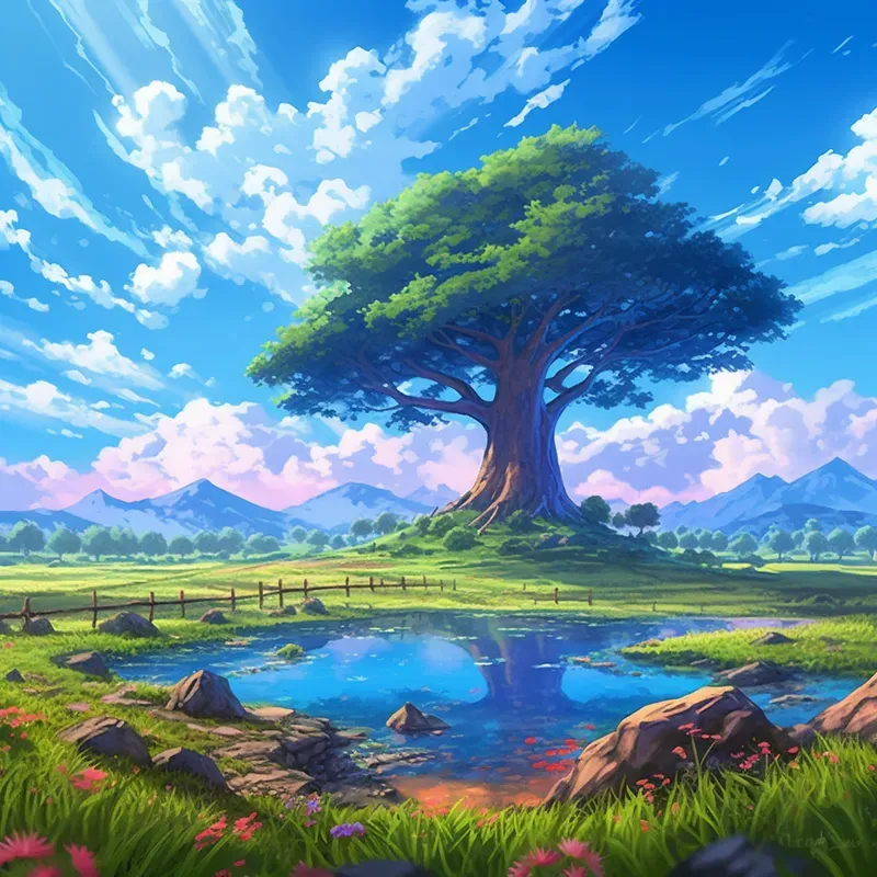 Breathtaking Anime Natural Landscapes Midjourney Prompt | PromptBase