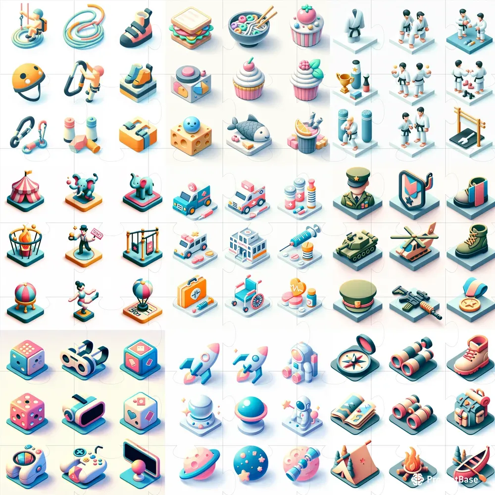 Playful Isometric Icons DALL·E Prompt | PromptBase