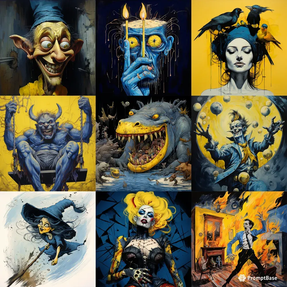 Scary Grotesque Illustrations Midjourney Prompt | PromptBase