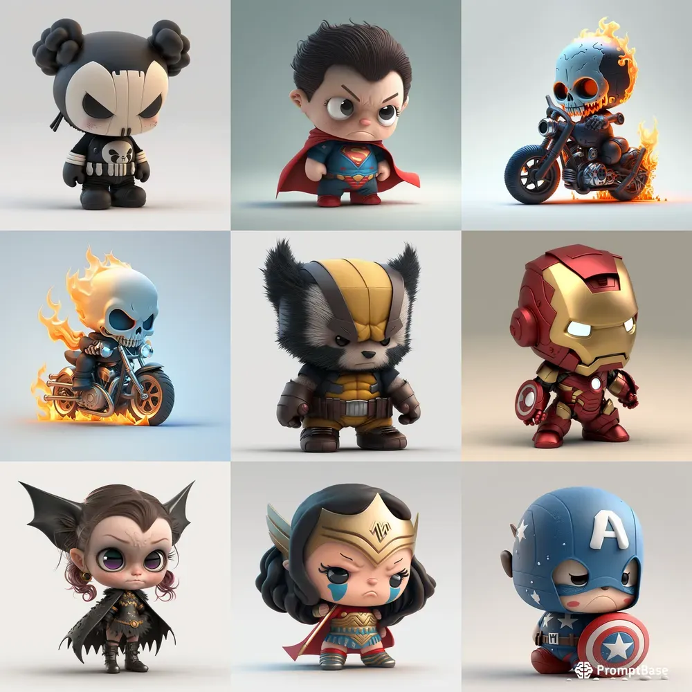 Tiny Super Heroes In Pixar Style Midjourney Prompt | PromptBase