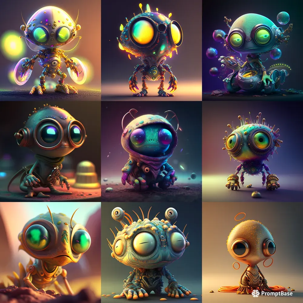 Cute Funky Aliens Midjourney Prompt | PromptBase