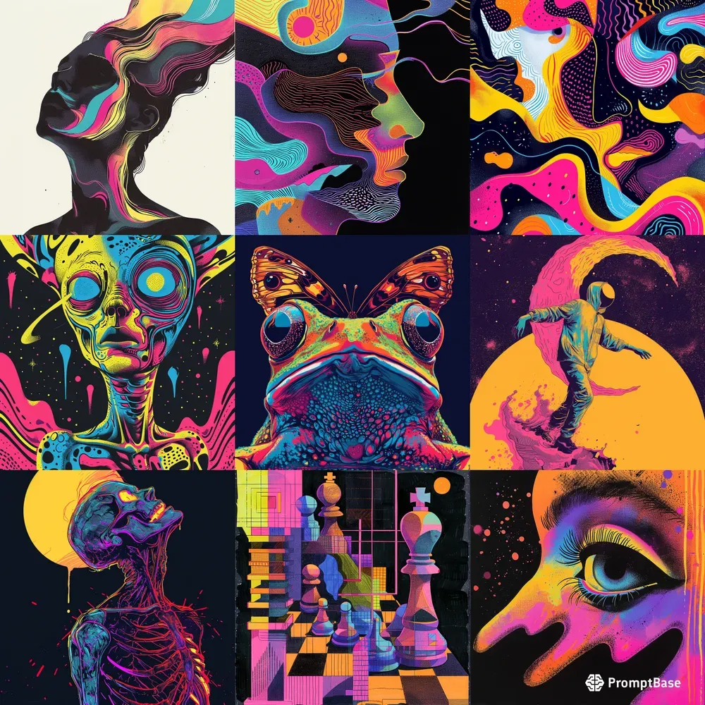 Dynamic Trippy Posters Midjourney Prompt | PromptBase