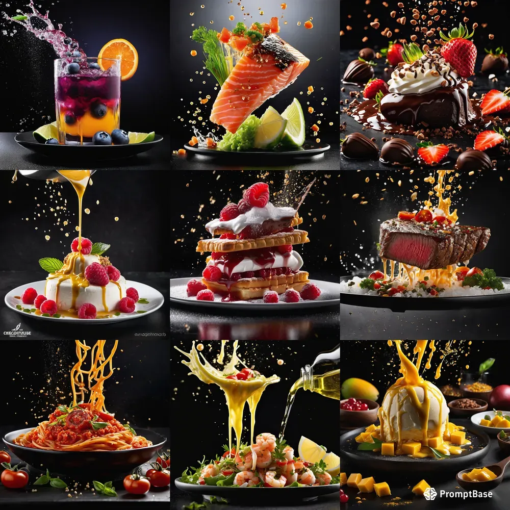Dynamic Highspeed Food Photographs Stable Diffusion Prompt | PromptBase