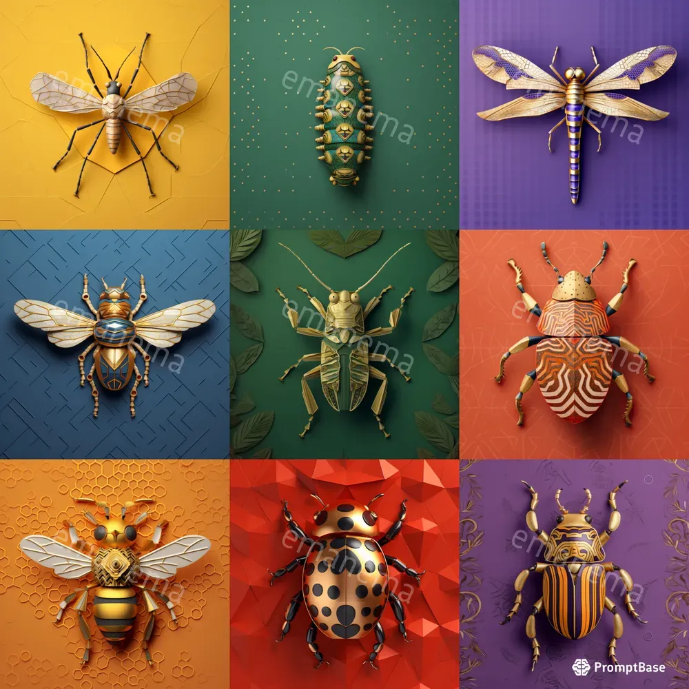 Geometric Insect Designs Midjourney Prompt | PromptBase