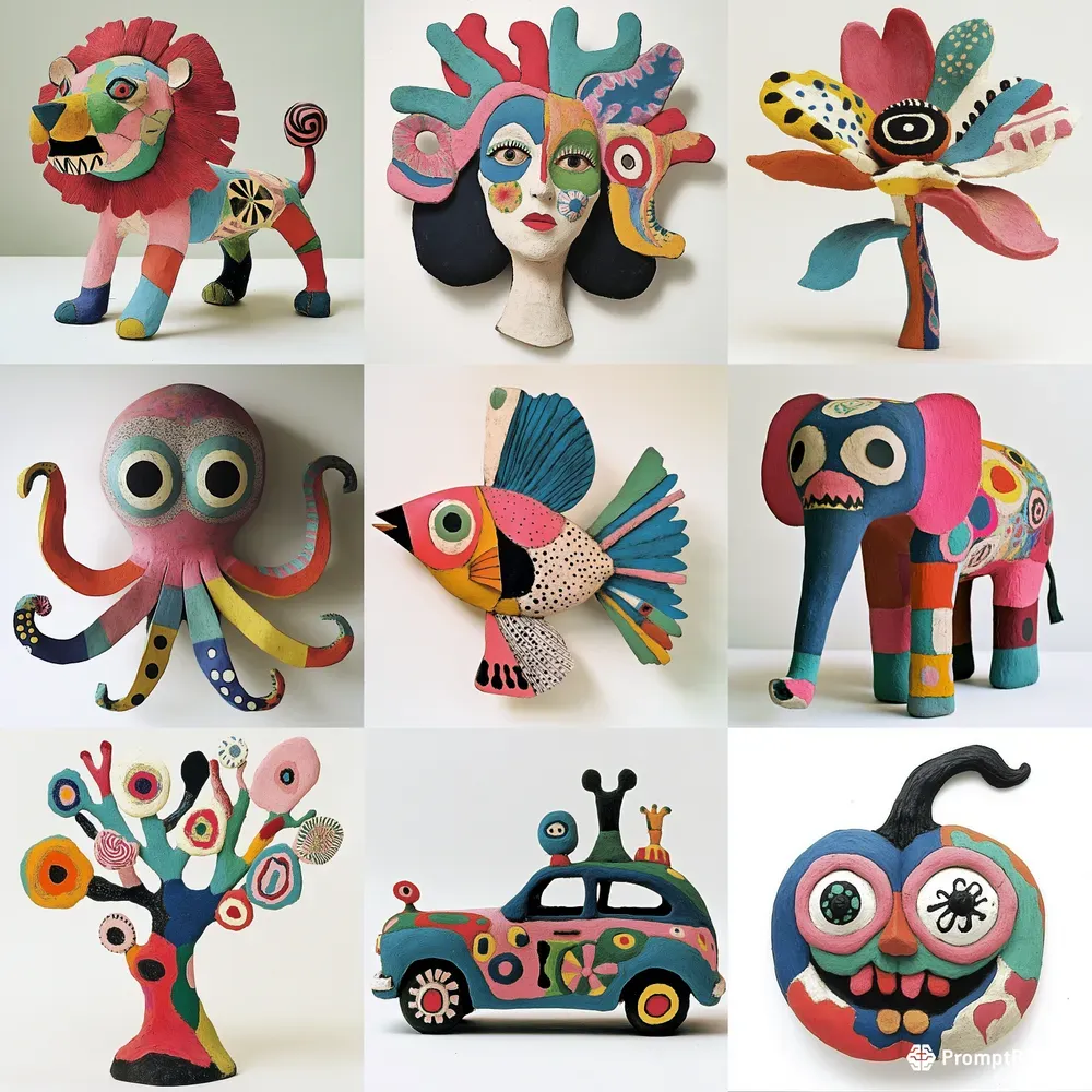 Psychedelic Clay Sculptures Midjourney Prompt | PromptBase