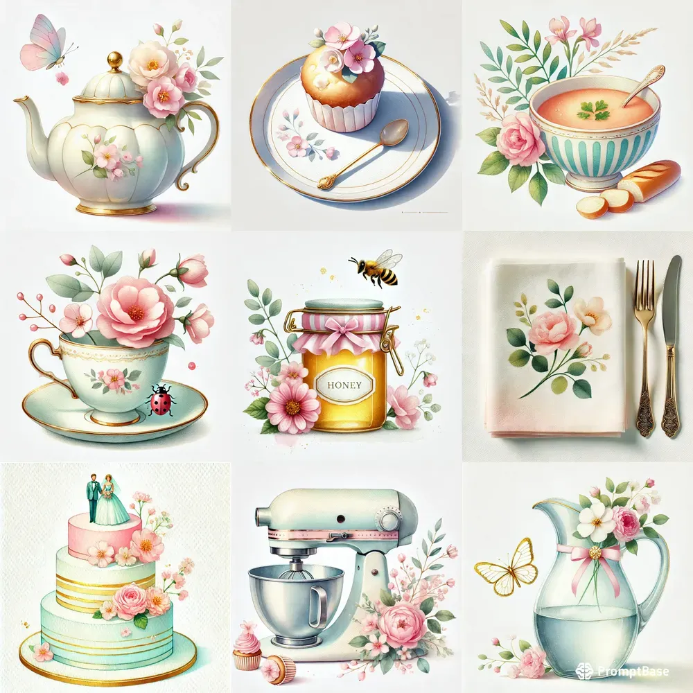 Gentle Charming Kitchen Art DALL·E Prompt | PromptBase