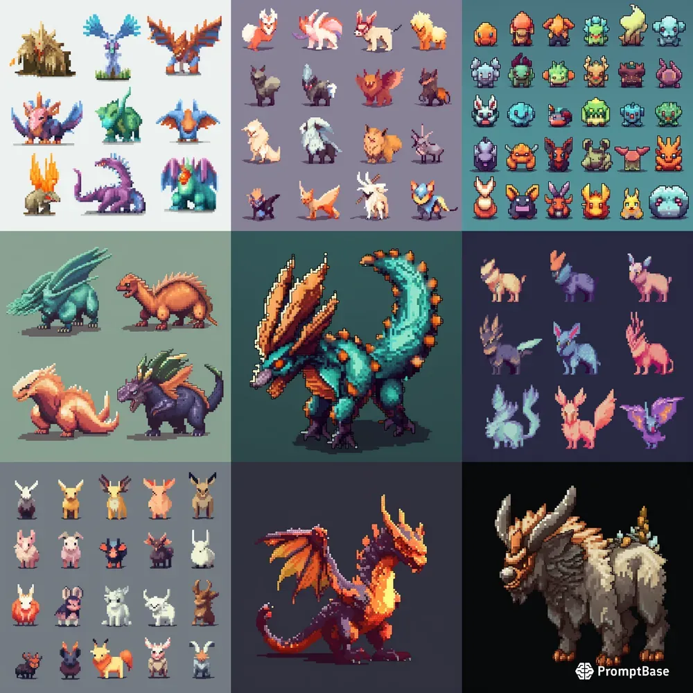 Game Pixel Fantasy Creature Designs Midjourney Prompt | PromptBase
