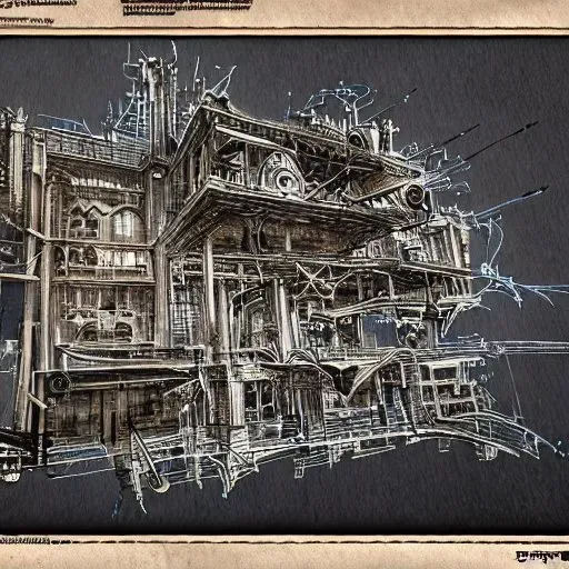 Steampunk Blueprints Stable Diffusion Prompt | PromptBase