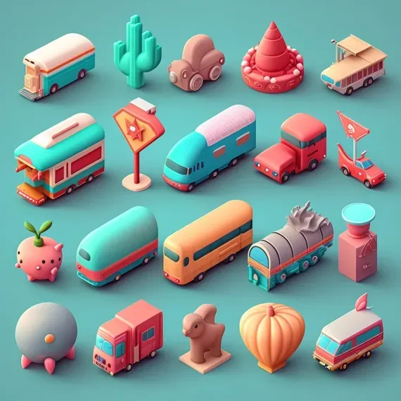 Cute Axonometric Emoji Icons Midjourney Prompt | PromptBase