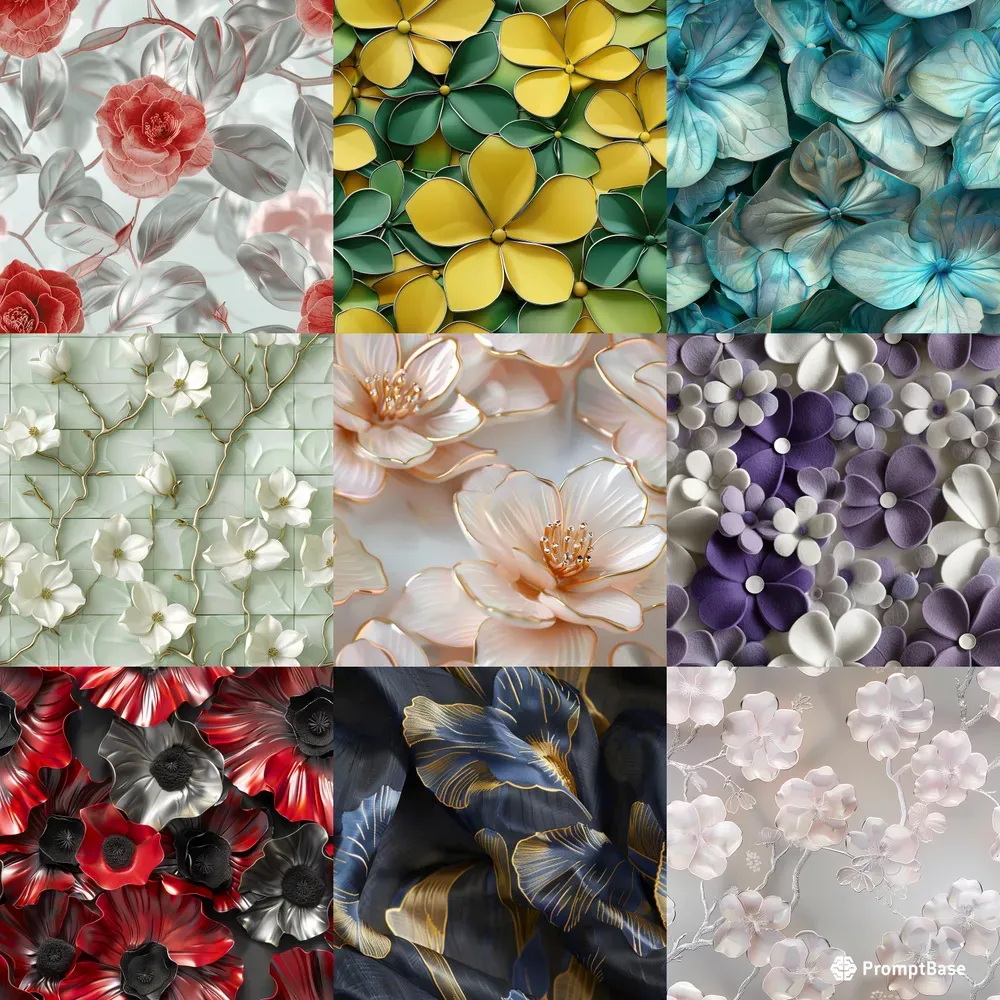 Metallic Flora Patterns Midjourney Prompt | PromptBase