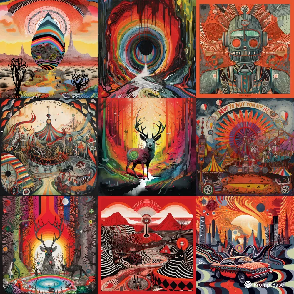Funky Psychedelic Album Covers Midjourney Prompt | PromptBase