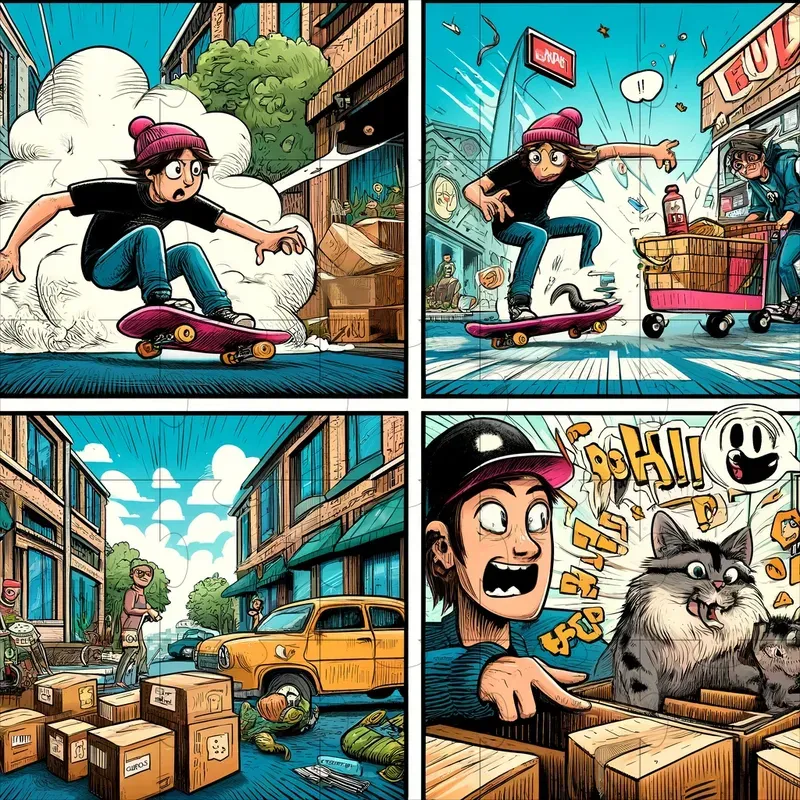 Dynamic Comic Strip Style DALL·E Prompt | PromptBase