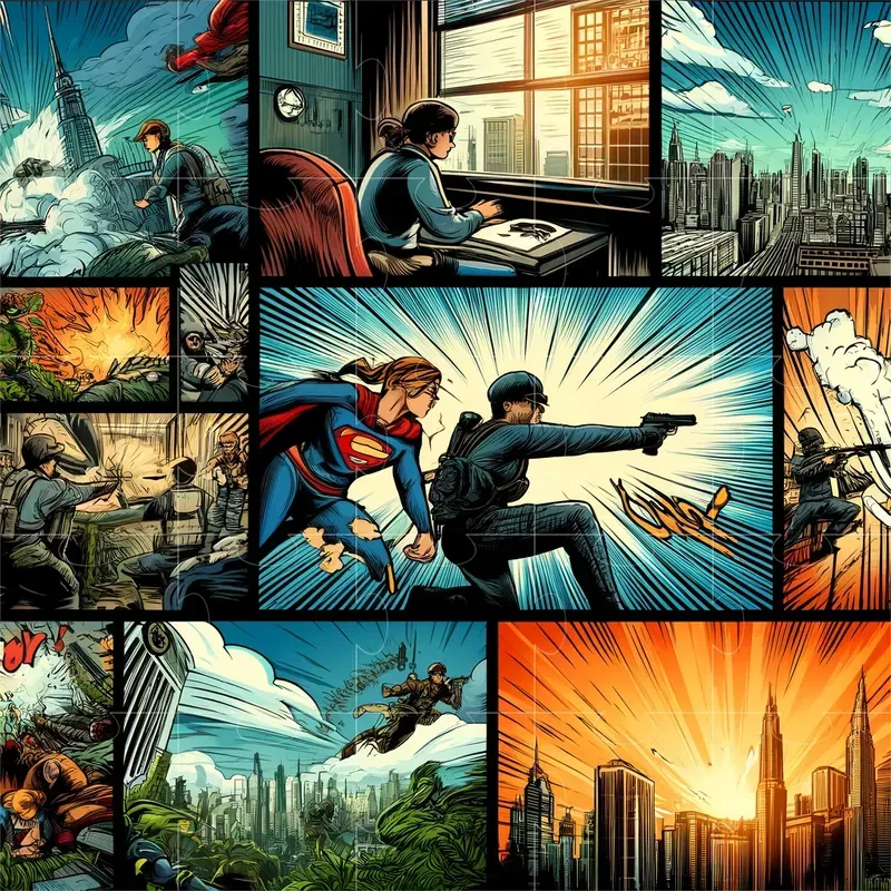Dynamic Comic Strip Style DALL·E Prompt | PromptBase
