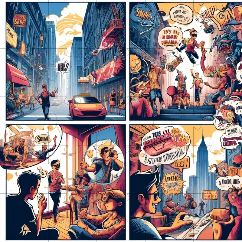 Dynamic Comic Strip Style DALL·E Prompt | PromptBase