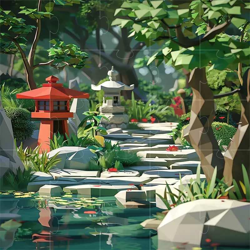 Low Poly 2D Art Creations Midjourney Prompt | PromptBase